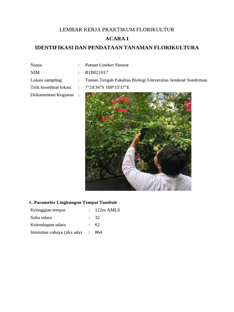 (Acara 1) Laporan Praktikum Floriculture_Patuan Lineker Sinurat_B1B021017_Class D Biologi ...