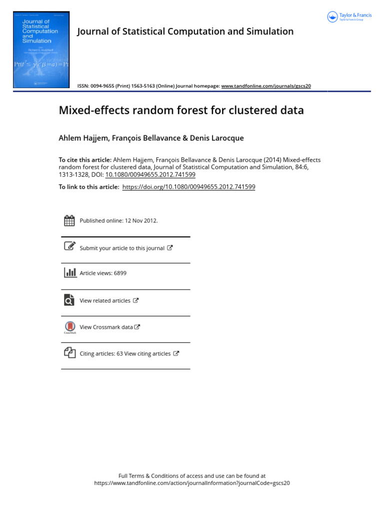 Mixed-effects random forest for clustered data | PDF