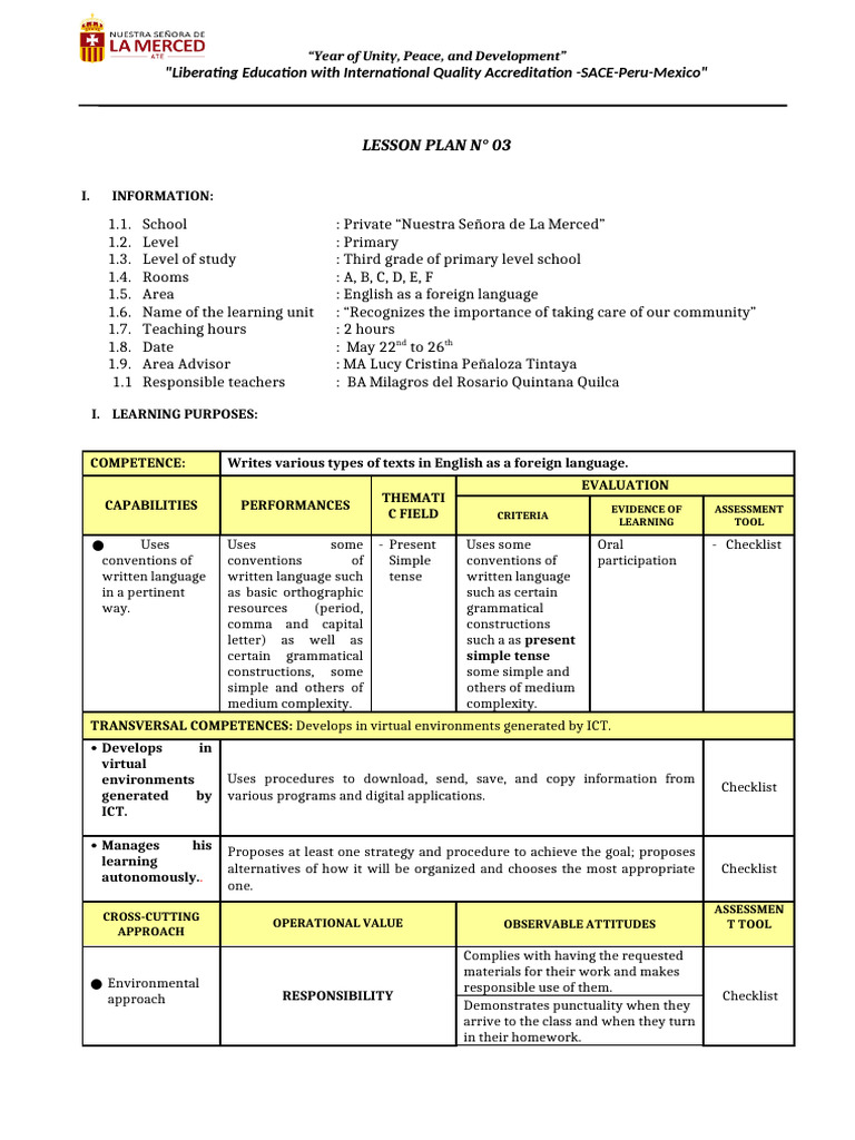 English Lesson Plan for Primary Students | PDF | Educational Technology ...