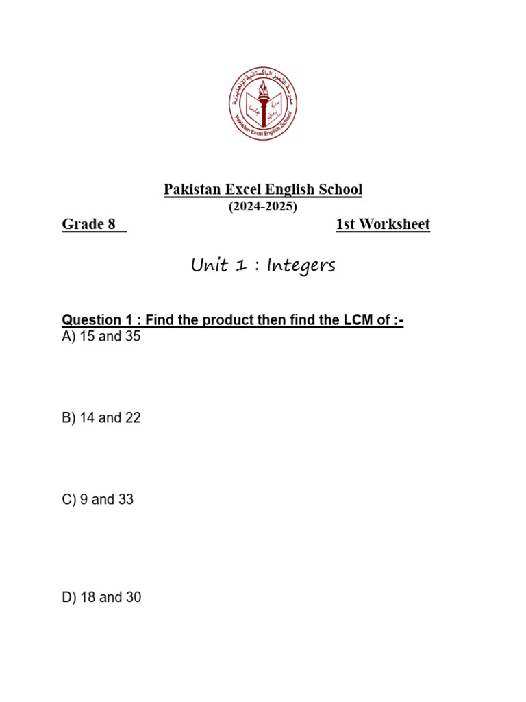 Grade8 1st Worksheet | PDF