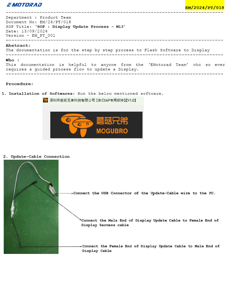 SOP - Display Update Process - M13 EM - 24 - PT - 018 | PDF