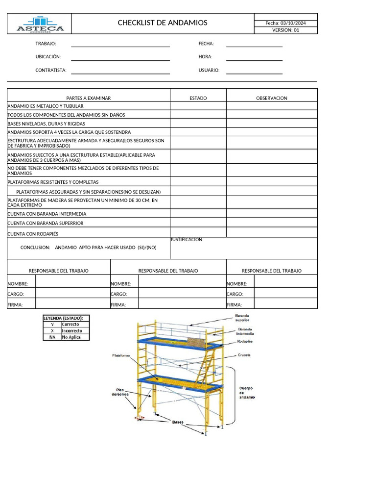 Check List Andamios | PDF