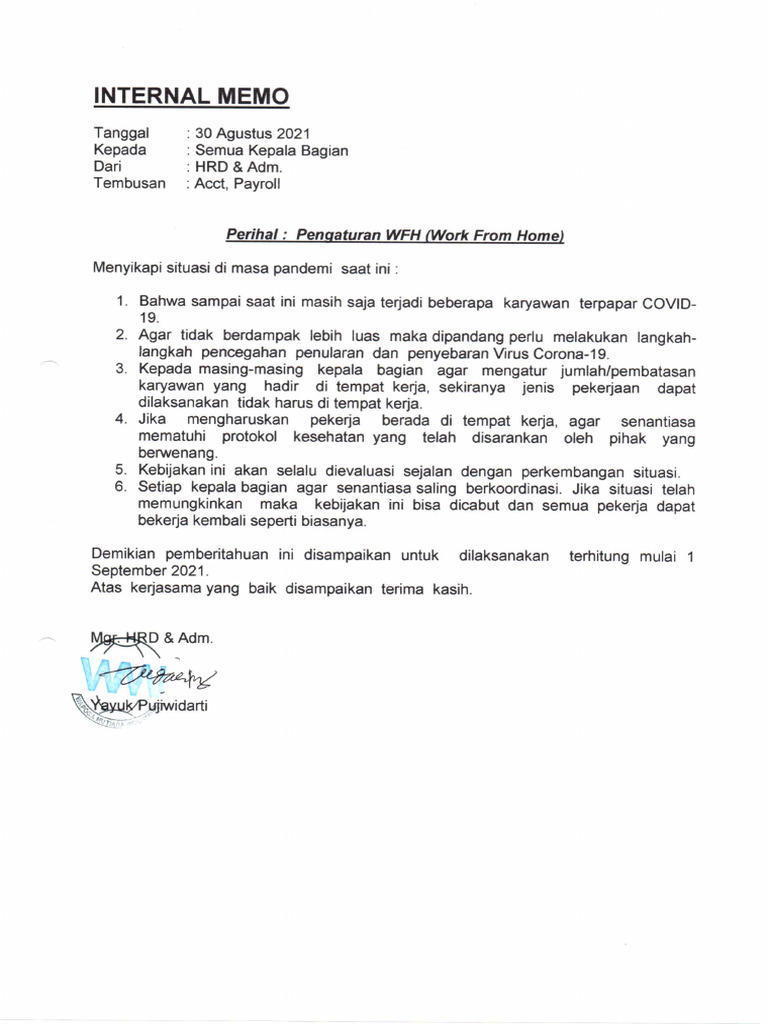 Memo WFH | PDF