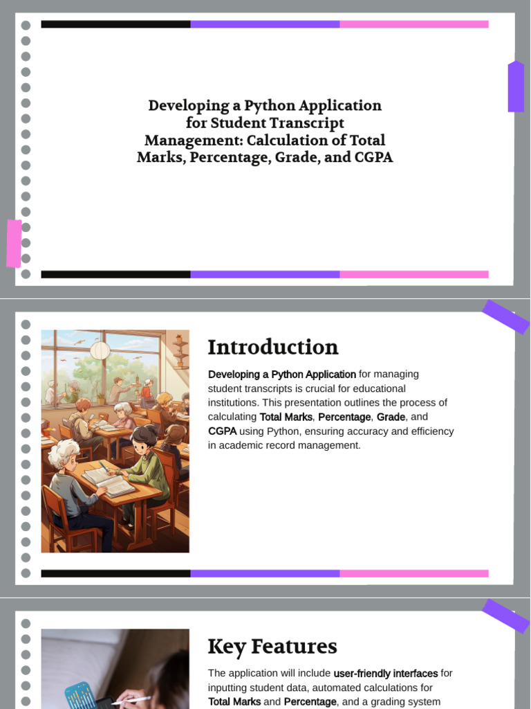 Slidesgo Developing A Python Application For Student Transcript Management Calculation of Total ...