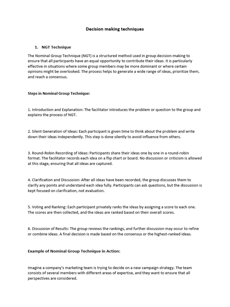Decision Making Techniques | PDF