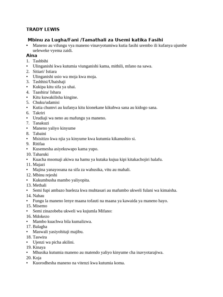 Mbinu Za Lugha | PDF