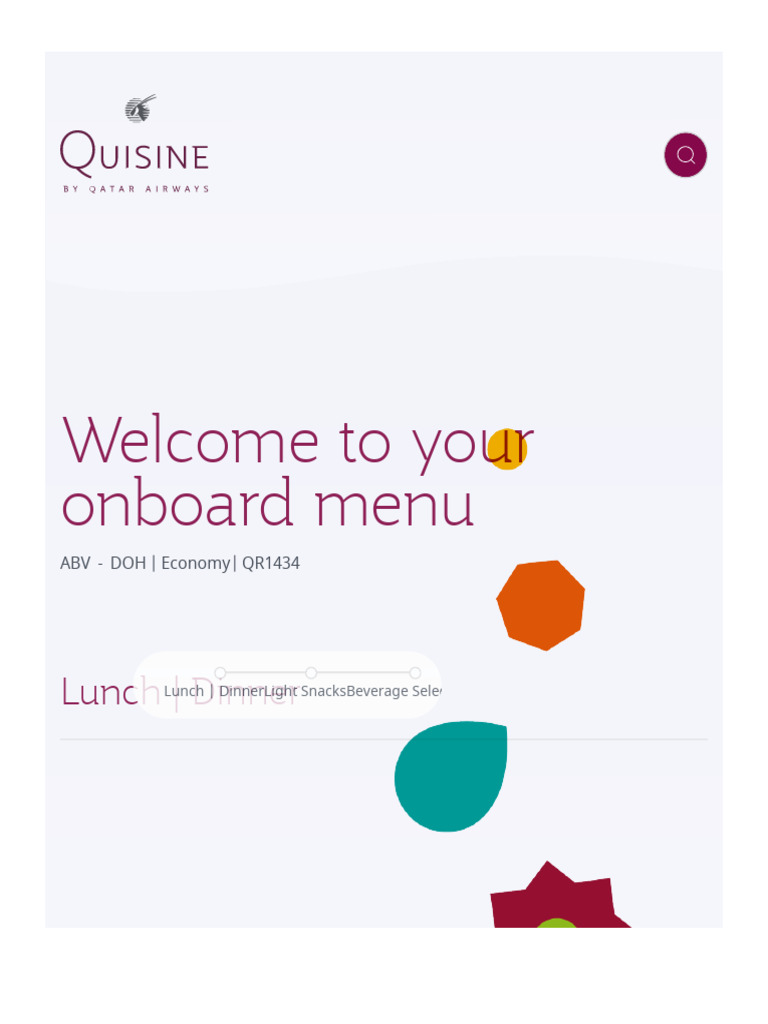 Digital Menu | Qatar Airways | PDF