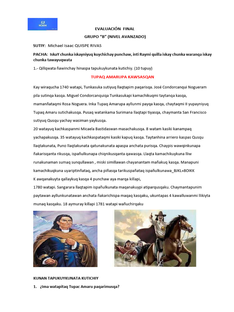 Evaluación Final Nivel Avanzado Michael Isaac Quispe Rivas | PDF