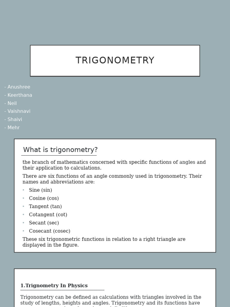 TRIGONOMETRY - Maths Presentation | PDF