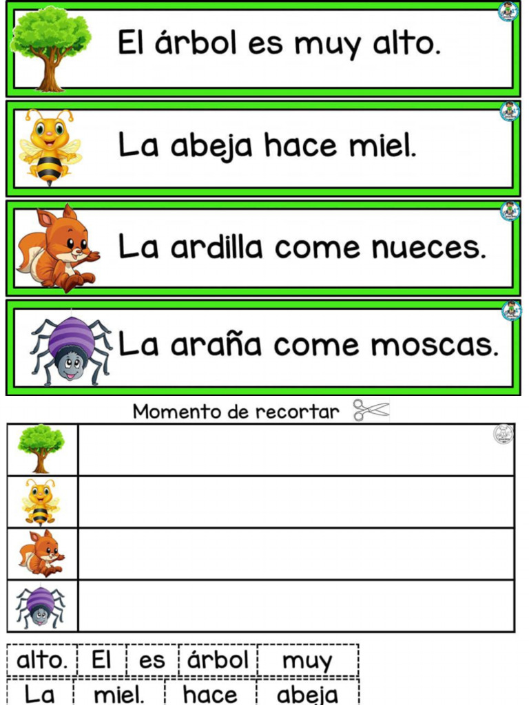 Fichas para Formar Oraciones | PDF