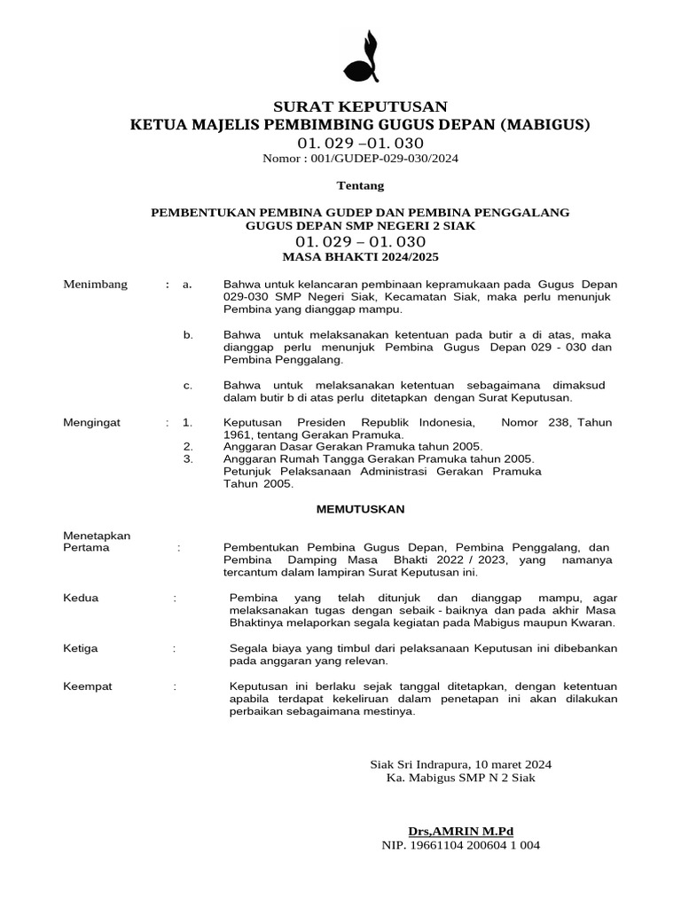 SK Pembina Pramuka | PDF