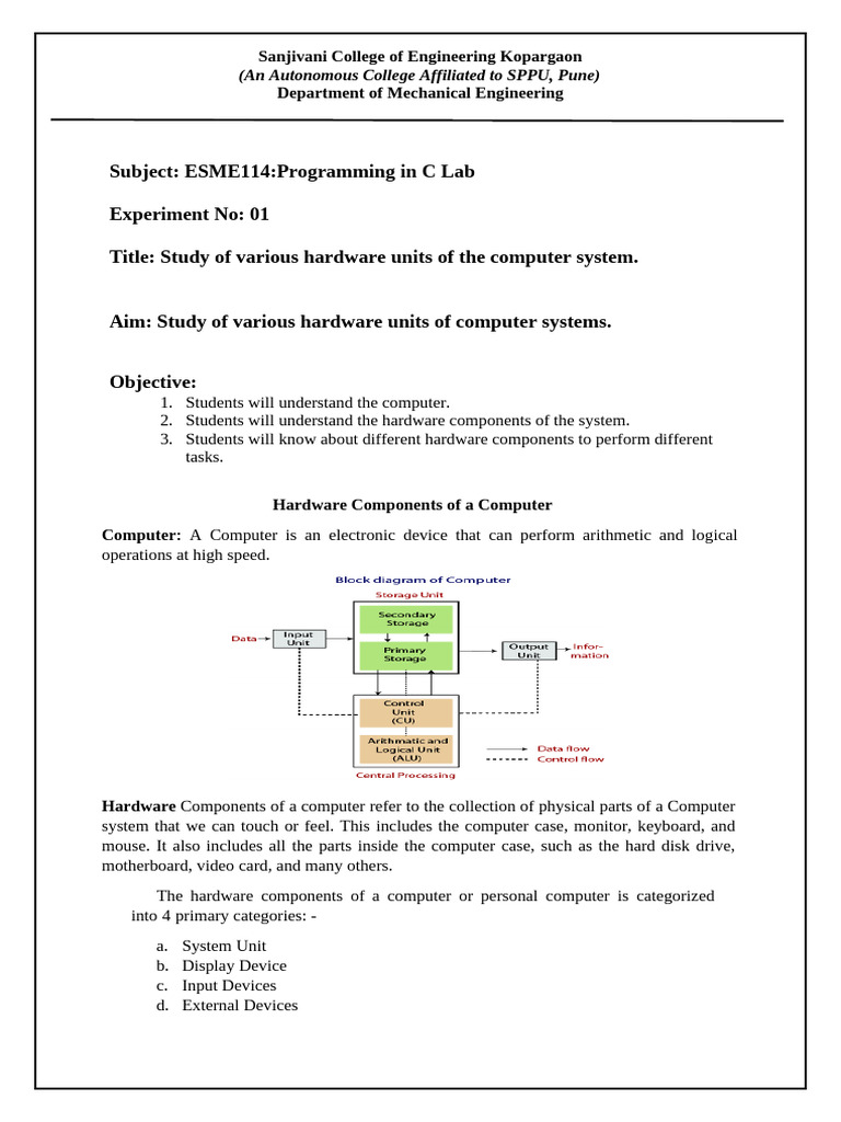 Exp1 Comp Fundamentals | PDF
