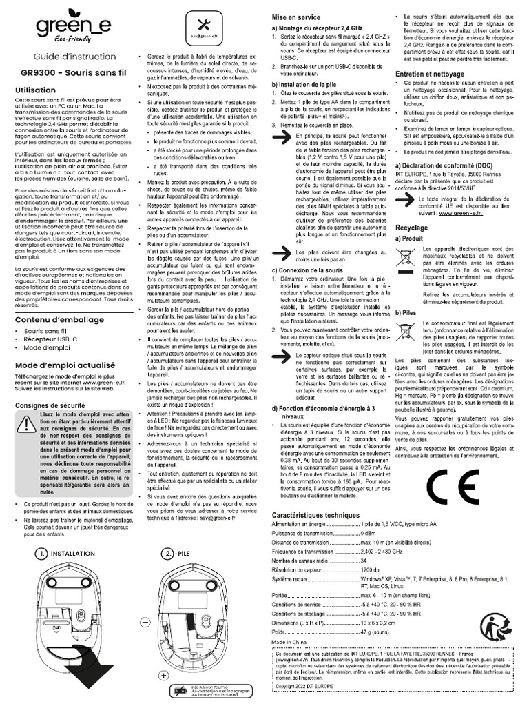 GR9320 Mode D'emploi | PDF