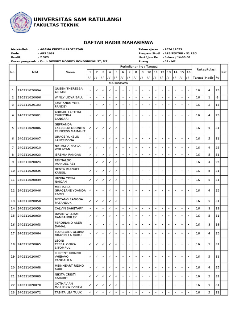 PRESENSI AGAMA ars 2024 | PDF