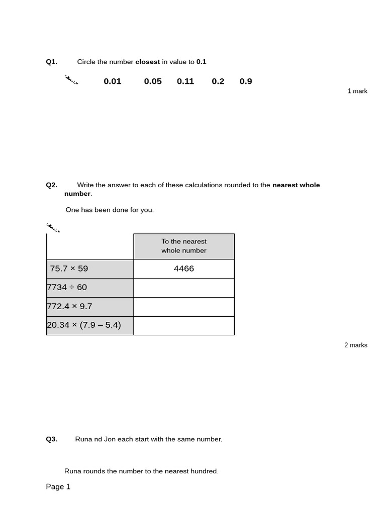 Rounding - Level 5 - Questions | PDF