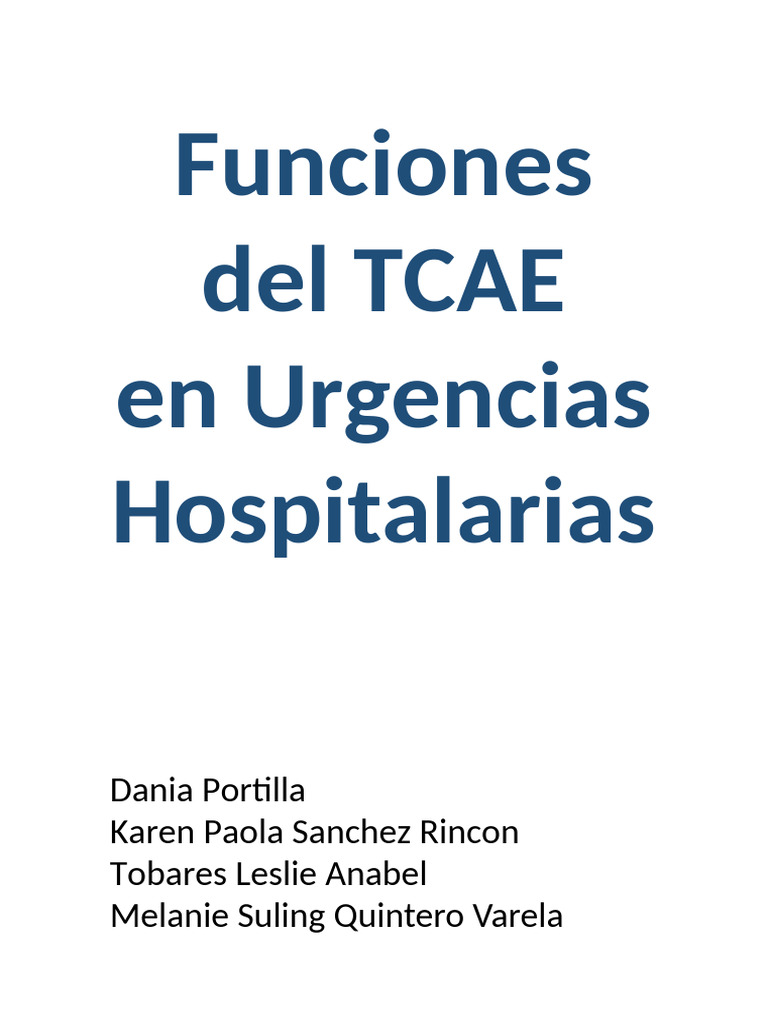 Funciones Del TCAE en Urgencias Hospitalarias | PDF