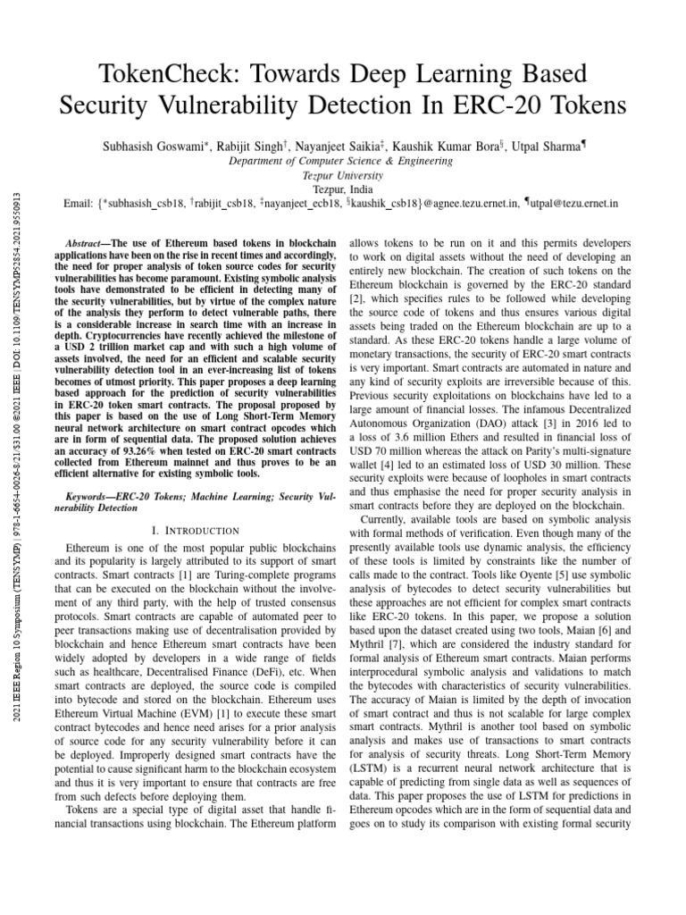 2021 - Done - TokenCheck Towards Deep Learning Based Security ...