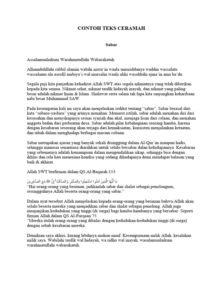 CONTOH TEKS CERAMAH | PDF