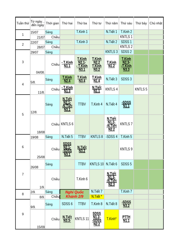 Lịch Học Y3 | PDF
