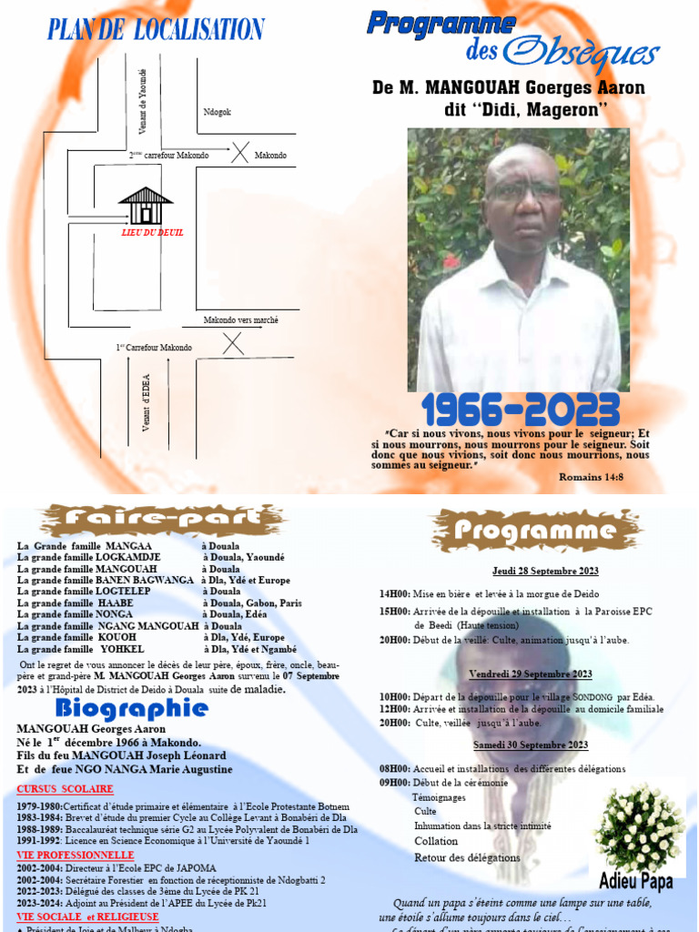 PROGRAMME DES OBSEQUES PAPA - Pub | PDF