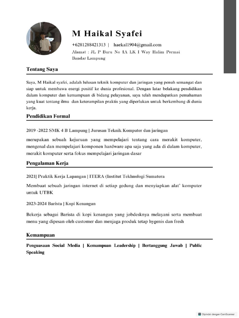 CV M Haikal Syafei-1 | PDF