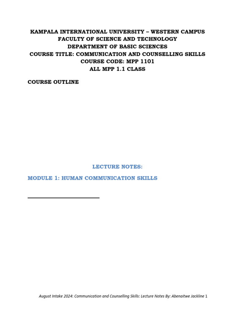 communication skills LECTURE NOTES MODULE 1pdf | PDF