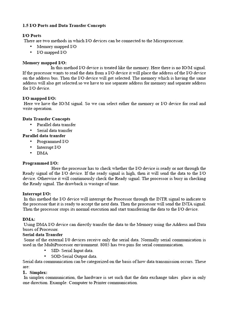 IO Ports and Dta Transfer Concepts | PDF