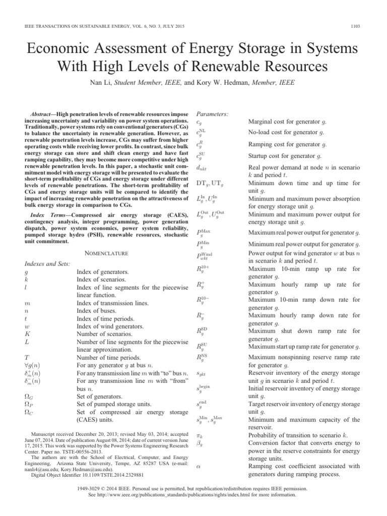 Ekon Pohled Na Uloziste V Systemech S Renewables | PDF