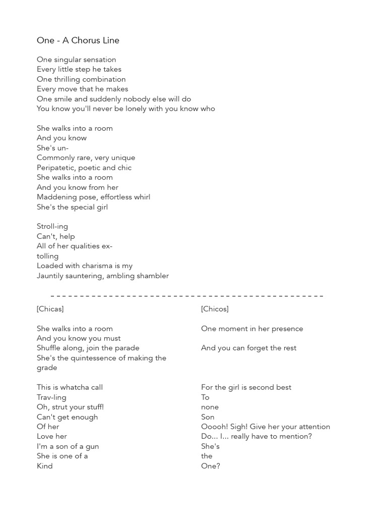 ONE - A Chorus Line | PDF