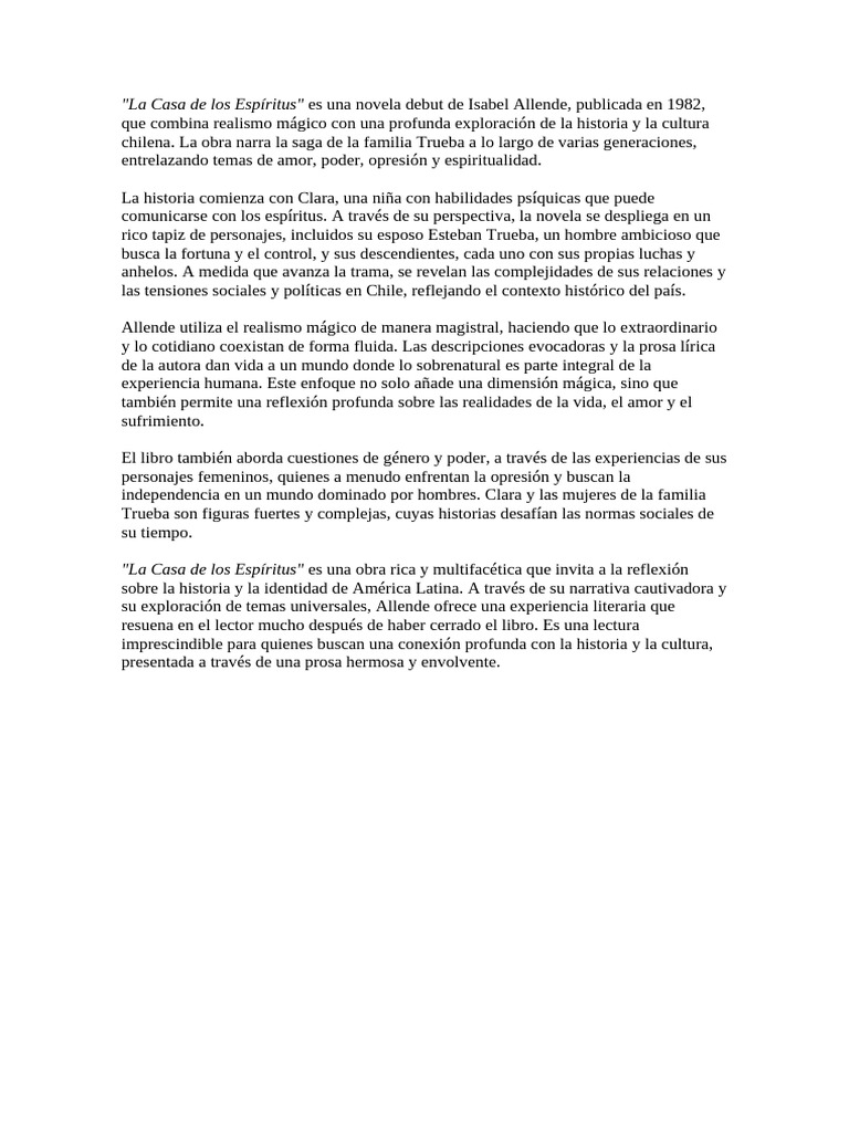 La Casa de Los Espíritus | PDF