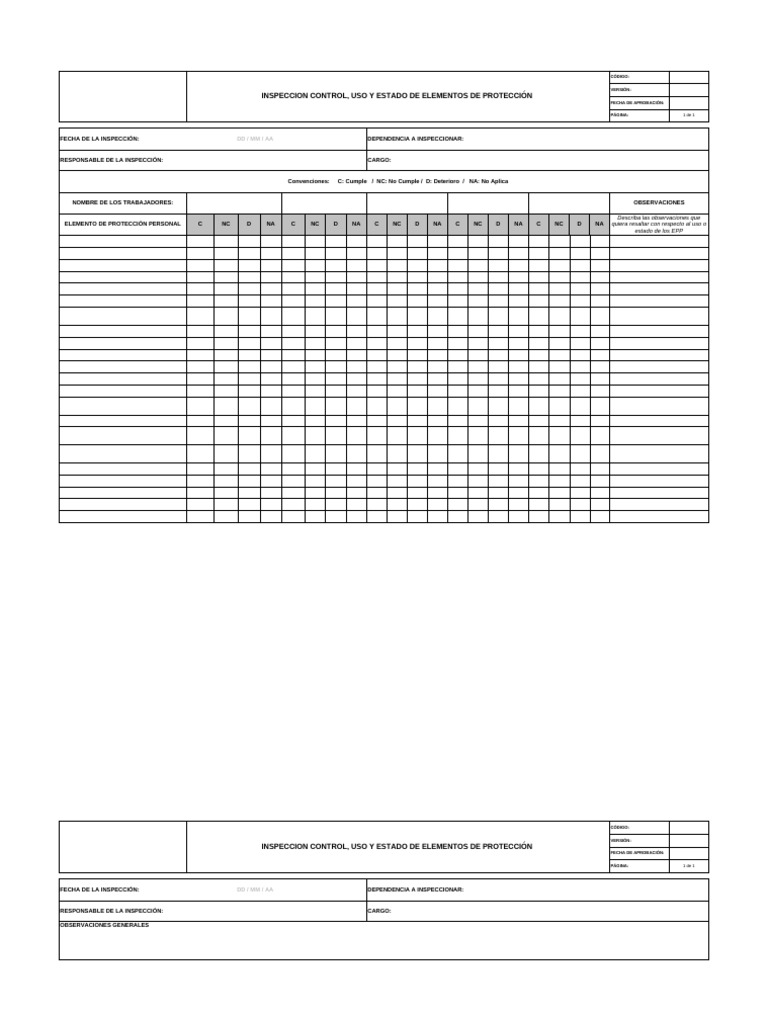Inspeccion Epp | PDF