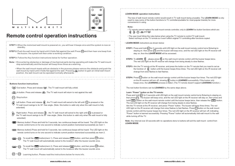 0544 Remote Control Instruction | PDF
