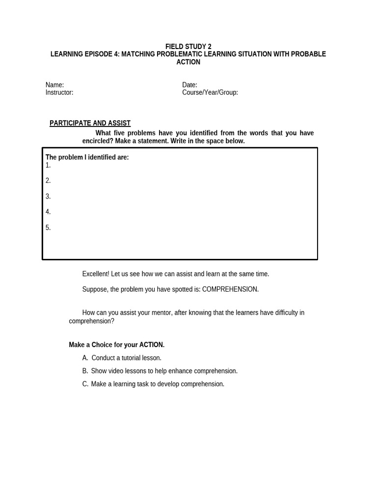 FS2 Learning Episode 4 Activity | PDF