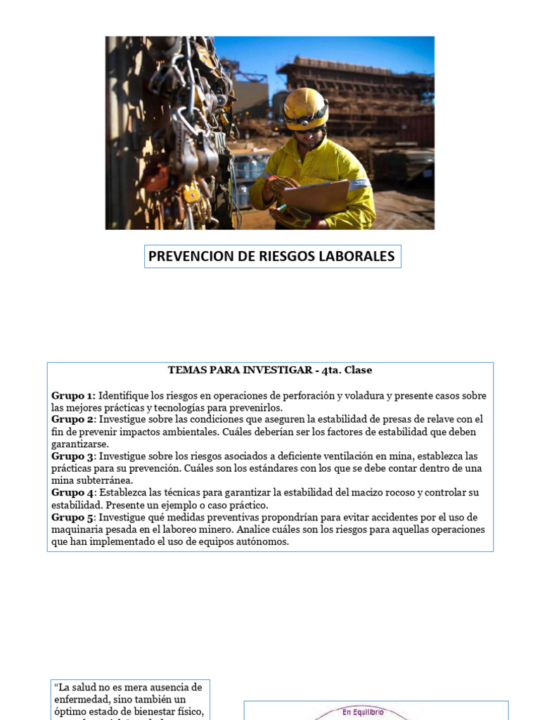 Clase 4 - Prevención de Riesgos | PDF