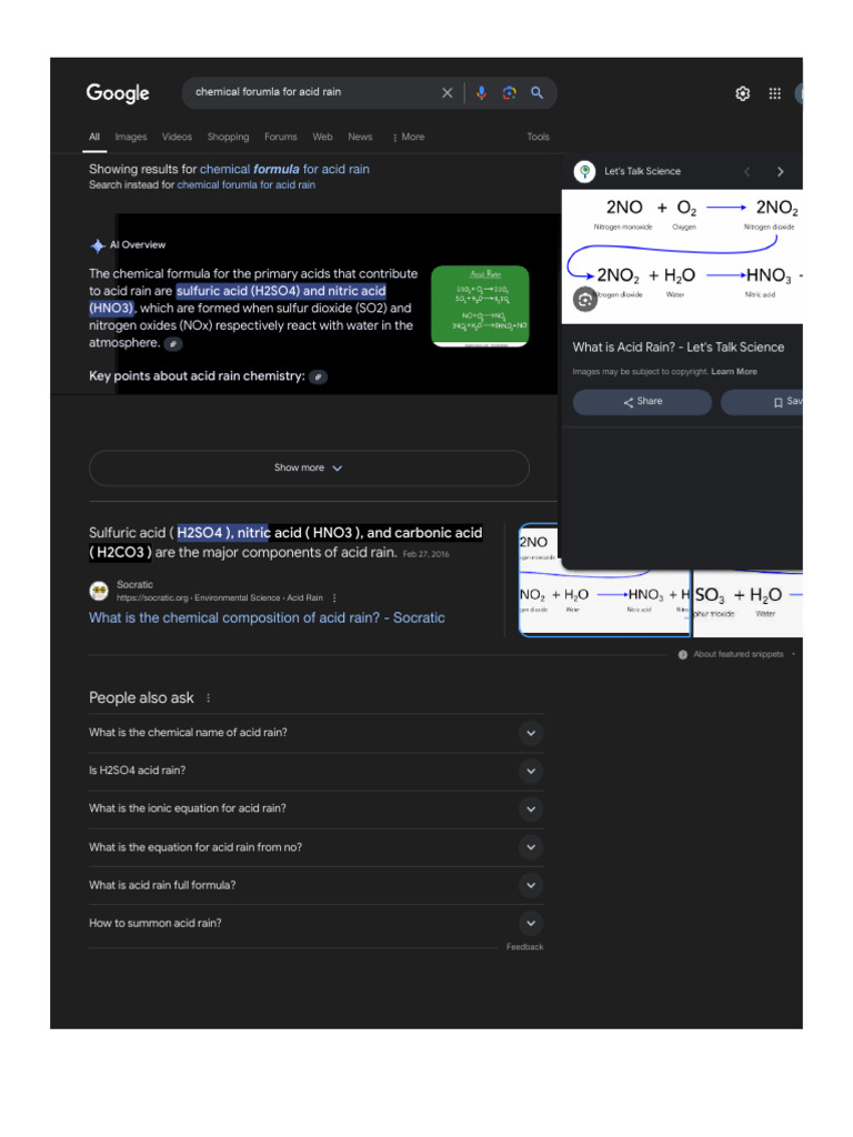 chemical forumla for acid rain - Google Search | PDF