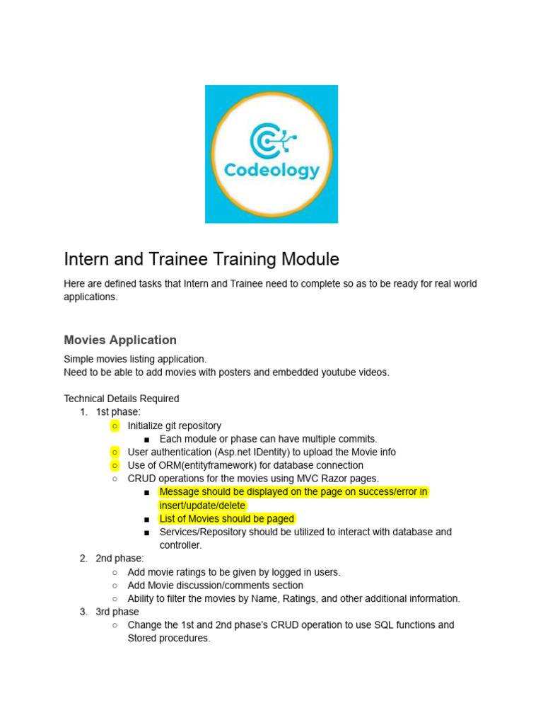 Intern and Trainee Training Module | PDF
