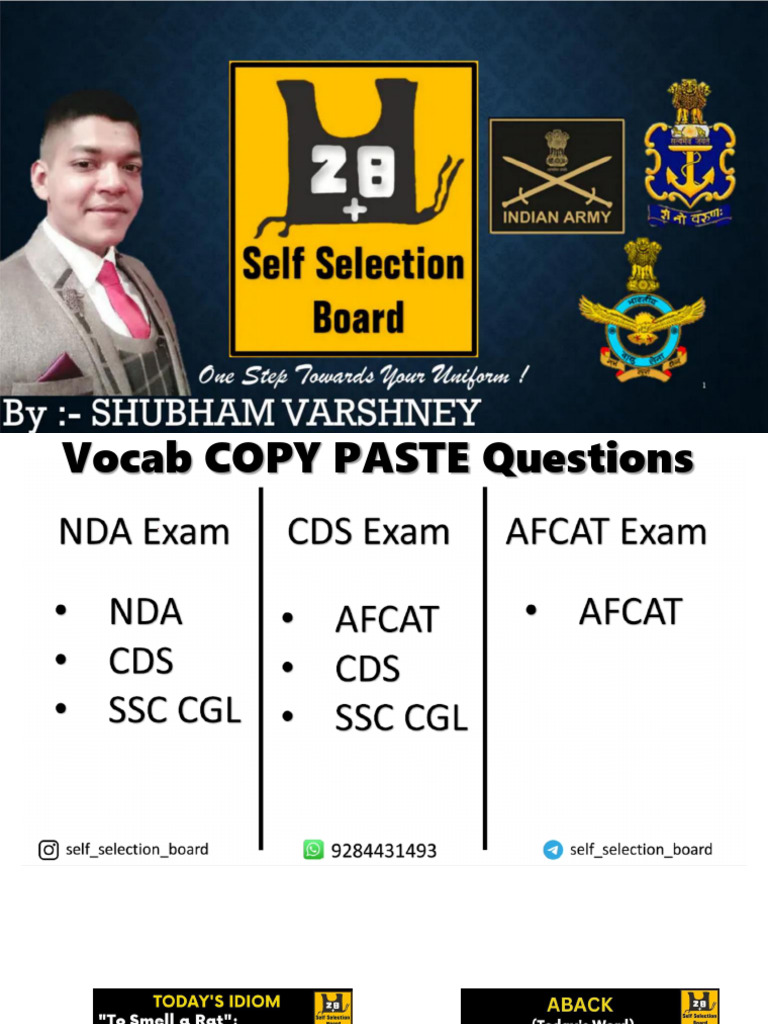 AFCAT 2014 To 2023 Vocb and Idiom Phrases | PDF