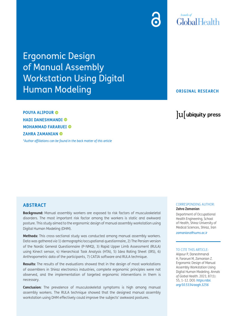 Ergonomic Design of Manual Assembly Workstation Using Digital Human ...