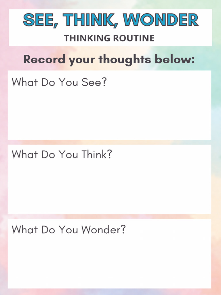 See, Think, Wonder Thinking Routine Worksheet | PDF