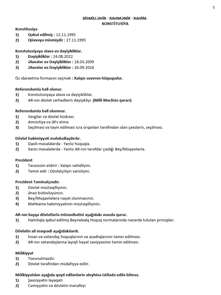 Qanunların Konspekti | PDF