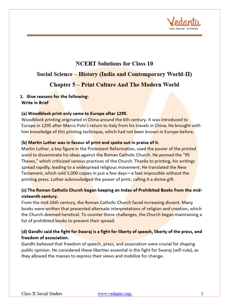 Get Class 10 Social Studies Chapter 5 Print Culture and The Modern ...