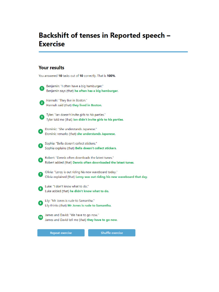 Extra Practice Reported Speech | PDF