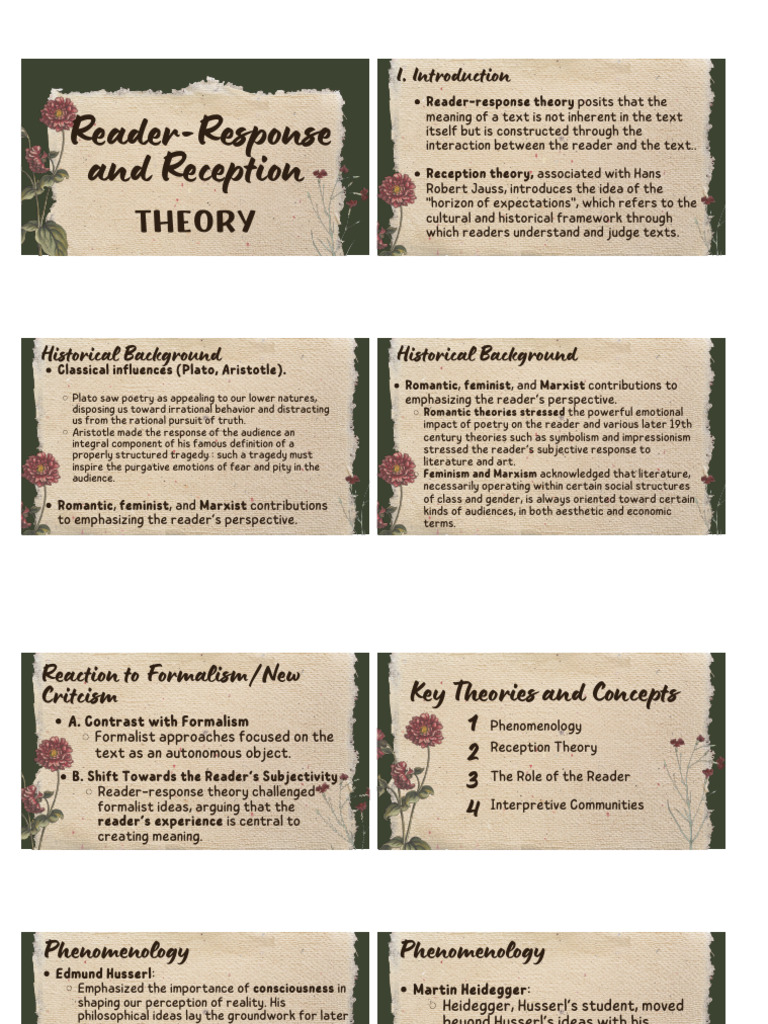 READER RESPONSE AND RECEPTION THEORY ENG 106 REPORT - PDF 2 | PDF