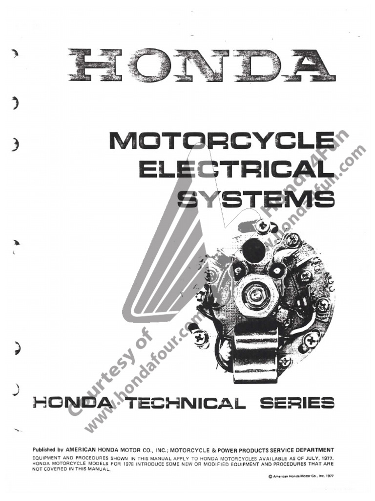 Honda Motorcycle Electrical Systems | PDF