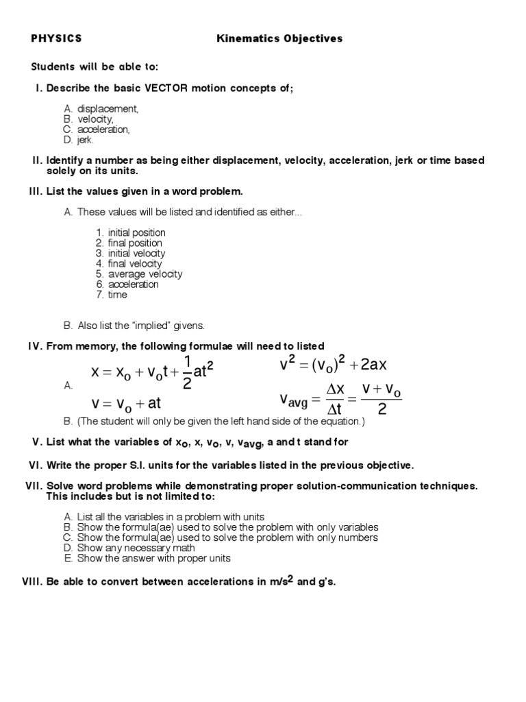 Kinematics Concepts and Problem Solving | PDF | Acceleration | Speed