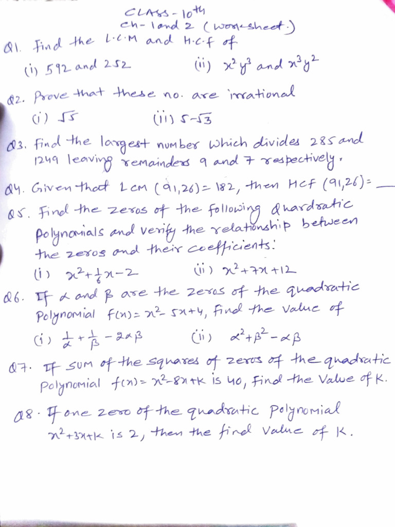 ch1 and ch2 worksheet | PDF