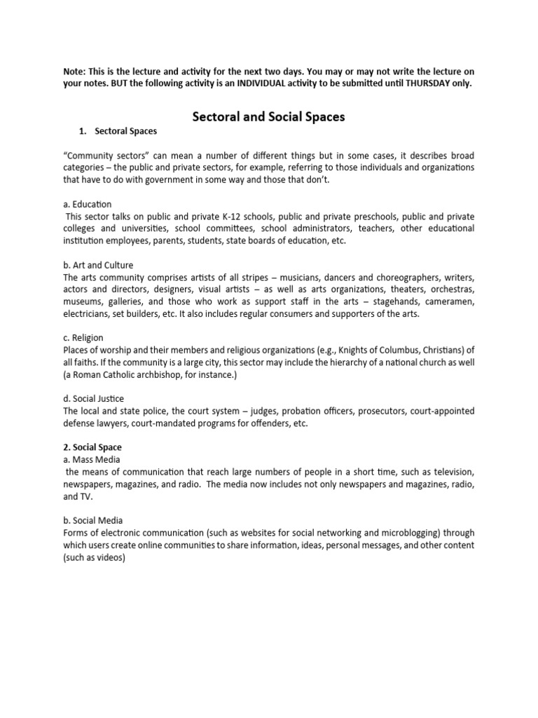 Social and Sectoral Spaces | PDF