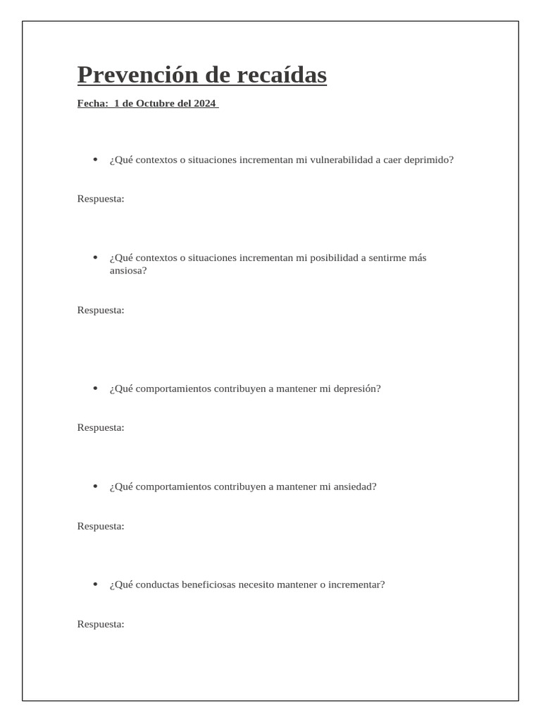 Prevención de Recaídas | PDF