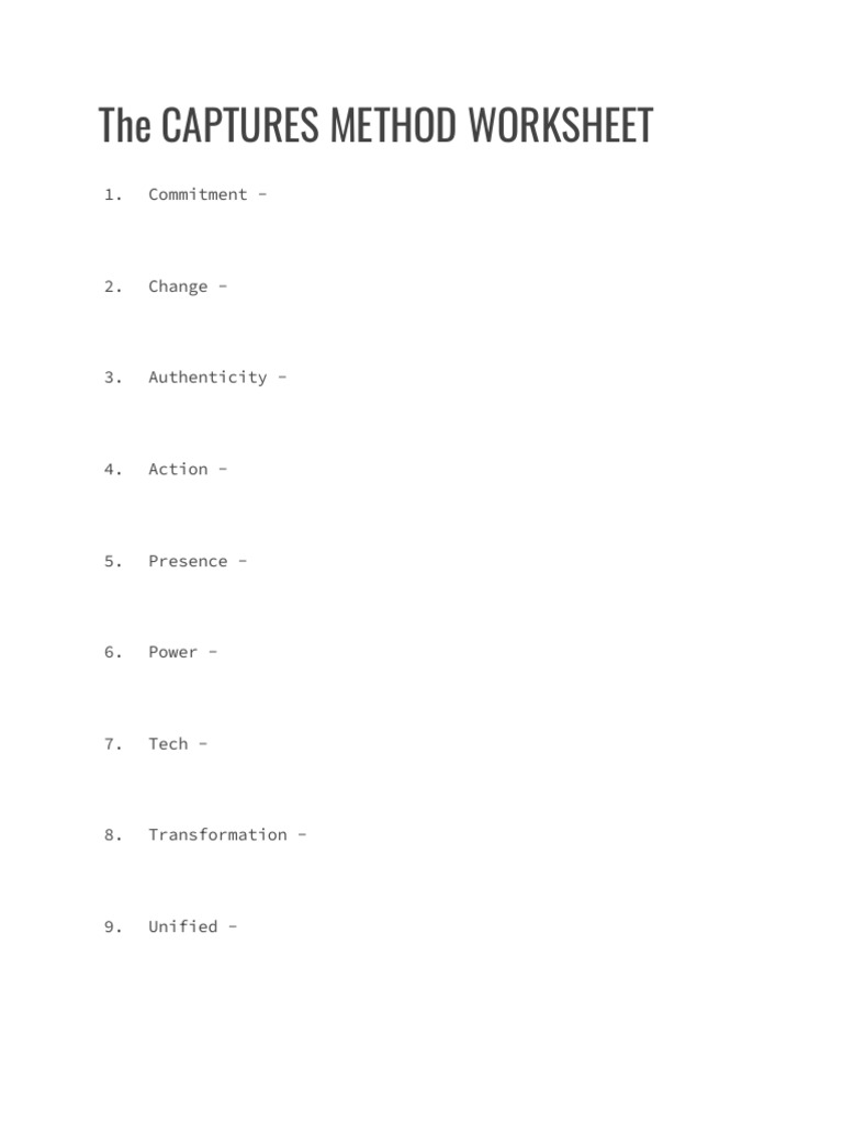 The Captures Method Worksheet | PDF