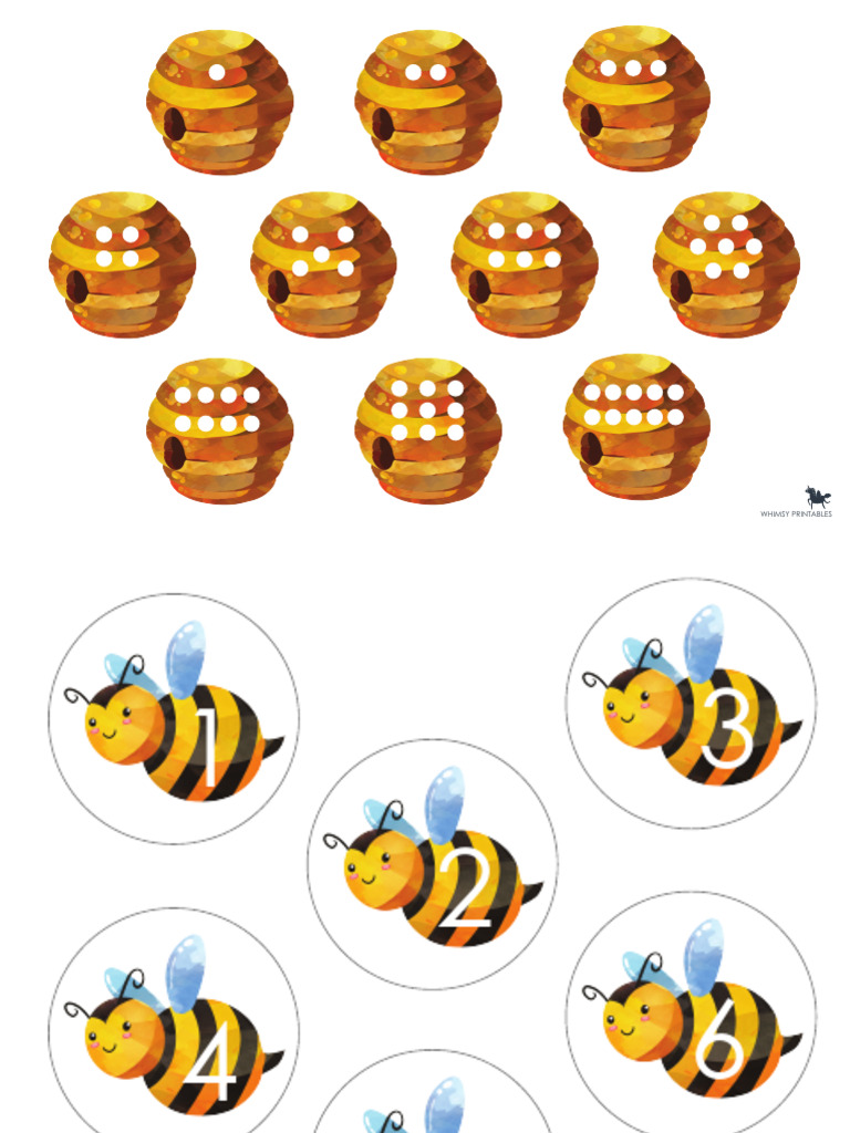 Bee Number Match Whimsy Printables | PDF